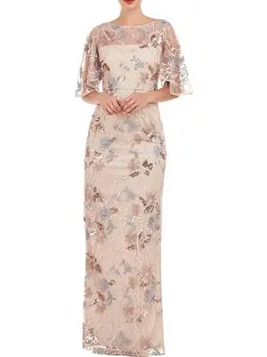 Js Collections JS Collections Daphne Embroidered Sequin Gown Mauve/ Silver
