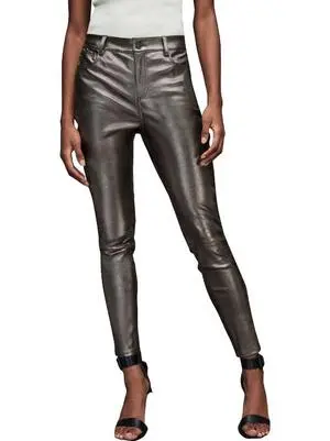 ALL SAINTS Ina Metallic Leather Skinny Jeans