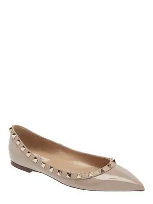 Valentino Garavani Rockstud Ballerina Flat - P45 Poudre/poudre