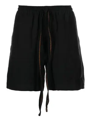 Commas Linen Lounge Shorts - Black