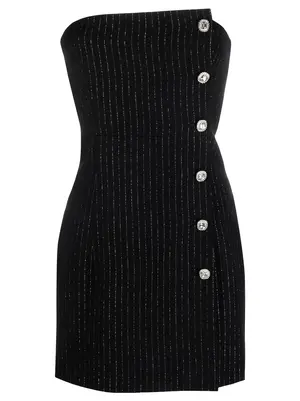 Alessandra Rich Pinstripe Mini Dress - Black