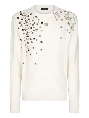 Dolce & Gabbana Logo-plaque Detail Knit Jumper - White