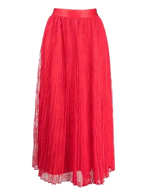 TWINSET Lace-trim Pleated Skirt - Red