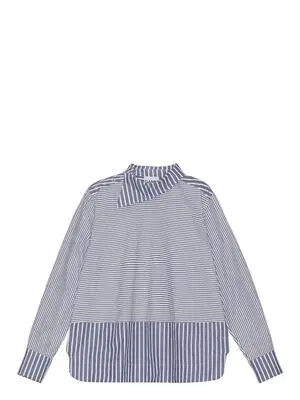 GANNI Asymmetrical Stripe Collar Shirt - Blue