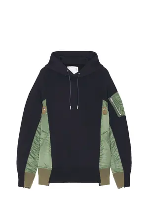 Sacai Sponge Sweat X Nylon Twill Hoodie - Navy & Khaki