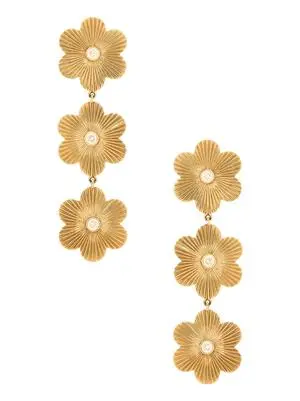 Siena Jewelry Flower Drop Earrings - 14k Yellow Gold & Diamond