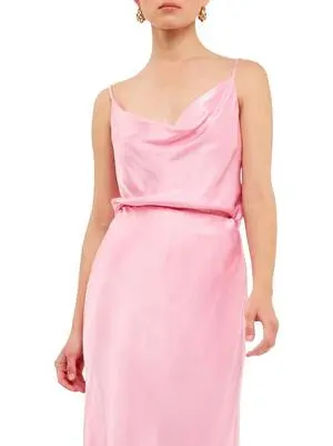 GREY LAB Cowl Neck Satin Camisole - Bubblegum Pink