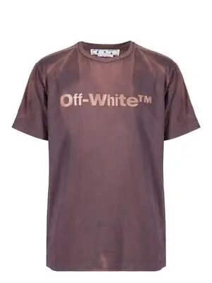 Off-White Logo Print Bleached T-shirt - Purple