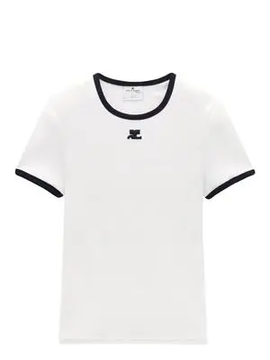 COURREGES Contrast Trim T-shirt - White