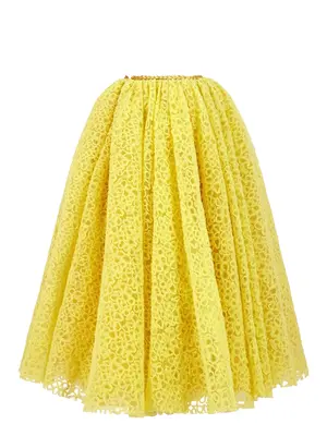 Giambattista Valli Lace-embroidered Full Skirt - Yellow