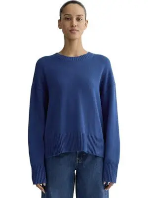 Everlane Boxy Cotton Sweater Bright Cobalt