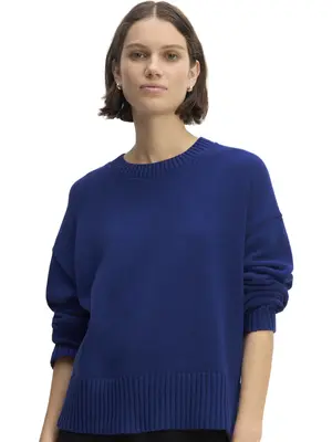 Everlane Boxy Cotton Sweater Dark Blue