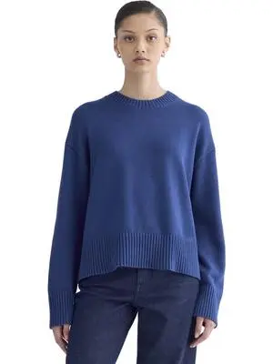 Everlane Boxy Cotton Sweater Deep Lazuli Blue