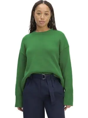 Everlane Boxy Cotton Sweater Grass Green