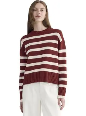 Everlane Boxy Cotton Sweater Merlot / Canvas