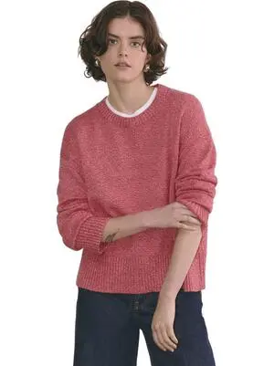 Everlane Boxy Cotton Sweater Pink Peony/classic Red