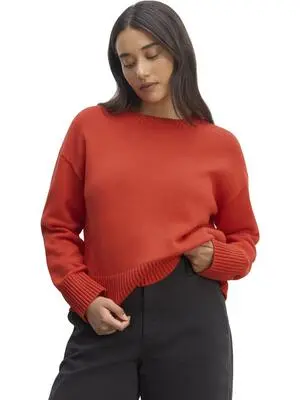 Everlane Boxy Cotton Sweater Poppy Red