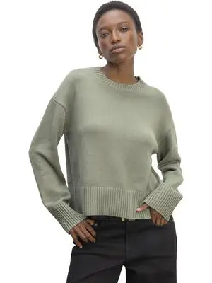 Everlane Boxy Cotton Sweater Sage Green