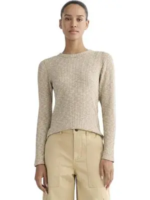 Everlane Cozy Rib Long-sleeve Tee - Cornstalk/bone Twist