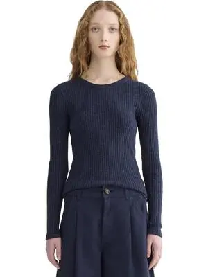 Everlane Cozy Rib Long-sleeve Tee - Navy