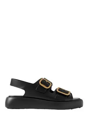 TOD'S Gomma Buckled Leather Platform Sandals - Black