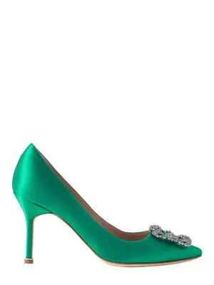 Manolo Blahnik Hangisi 90 Crystal-embellished Satin Pumps - Green