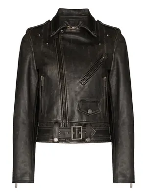 GOLDEN GOOSE Distressed-effect Leather Biker Jacket - Black