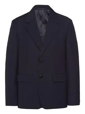Prada Single-Breasted Wool Blazer Blue