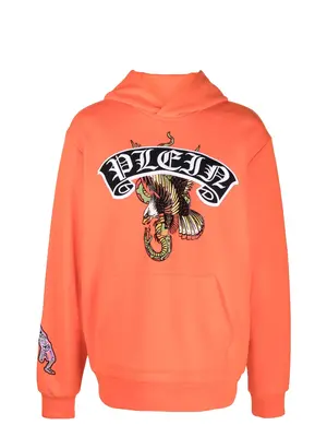 Philipp Plein Embroidered Logo Hoodie - Orange
