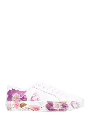 FERRAGAMO Floral-print Leather Sneakers - White
