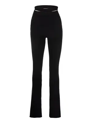 ANDREĀDAMO Ribbed-knit Bootcut Trousers - Black