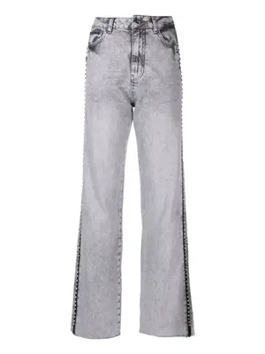 Philipp Plein Crystal-embellished Wide Leg Jeans - Grey