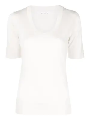 LISKA Round-neck Knitted Top - White