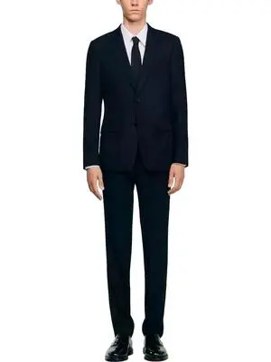 Sandro Wool Suit Jacket Blue