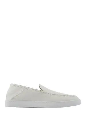 Giorgio Armani Woven Leather Slip-on Sneakers - Cream
