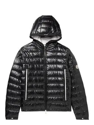 Moncler Galion Logo-appliquéd Quilted Glossed-shell Hooded Down Jacket - Black