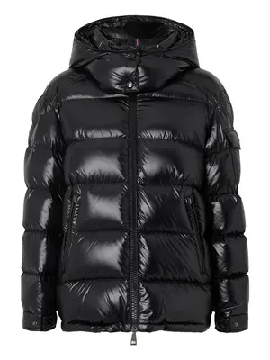 Moncler Maire Hooded Quilted Glossed-shell Down Jacket - Black