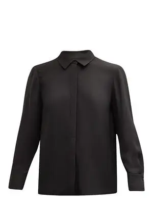 Lafayette 148 New York Scottie Silk Blouse - Black