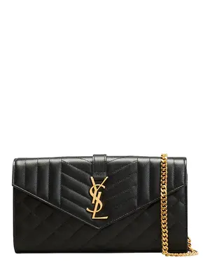 Saint Laurent Envelope Triquilt Wallet-on-chain - Black