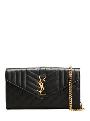 Saint Laurent Envelope Triquilt Wallet-on-chain - Black