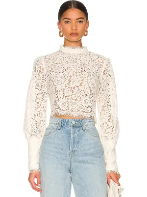 Bardot Georgia Lace Top - Oyster