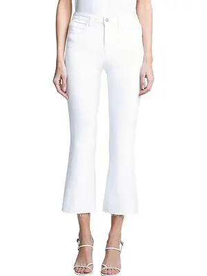 L'Agence L'AGENCE Kendra High-Rise Crop Flare Jeans Blanc