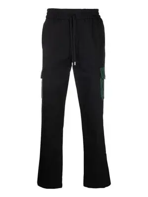 JUST DON Floral-print Cargo Track Trousers - Black