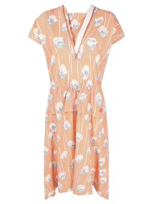 Kenzo Graphic-floral Print Gingham Midi Dress - Orange