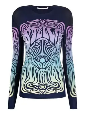 Stella McCartney Panelled Abstract-print Top - Blue