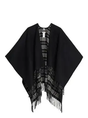 Burberry Reversible Check Wool Cape - Black