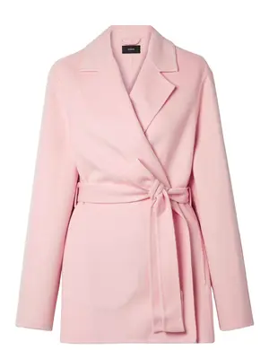 JOSEPH Joseph Cenda Belted Wool And Cashmere-Blend Coat Baby Pink