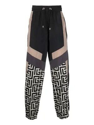 Balmain Colour-blocked Monogram Track Pants - Black