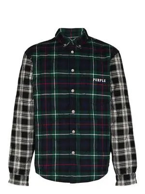 PURPLE BRAND Plaid Logo Quilted Shirt - Green