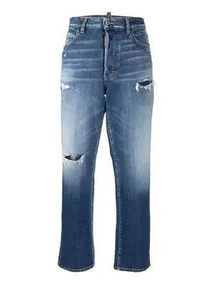 Dsquared2 Distressed Straight-leg Jeans - Blue